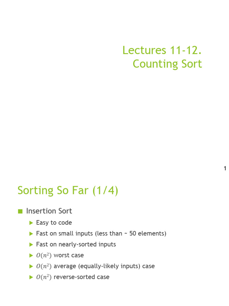 Lectures 11-12 - Countingsort | PDF | Computer Data | Computer Science