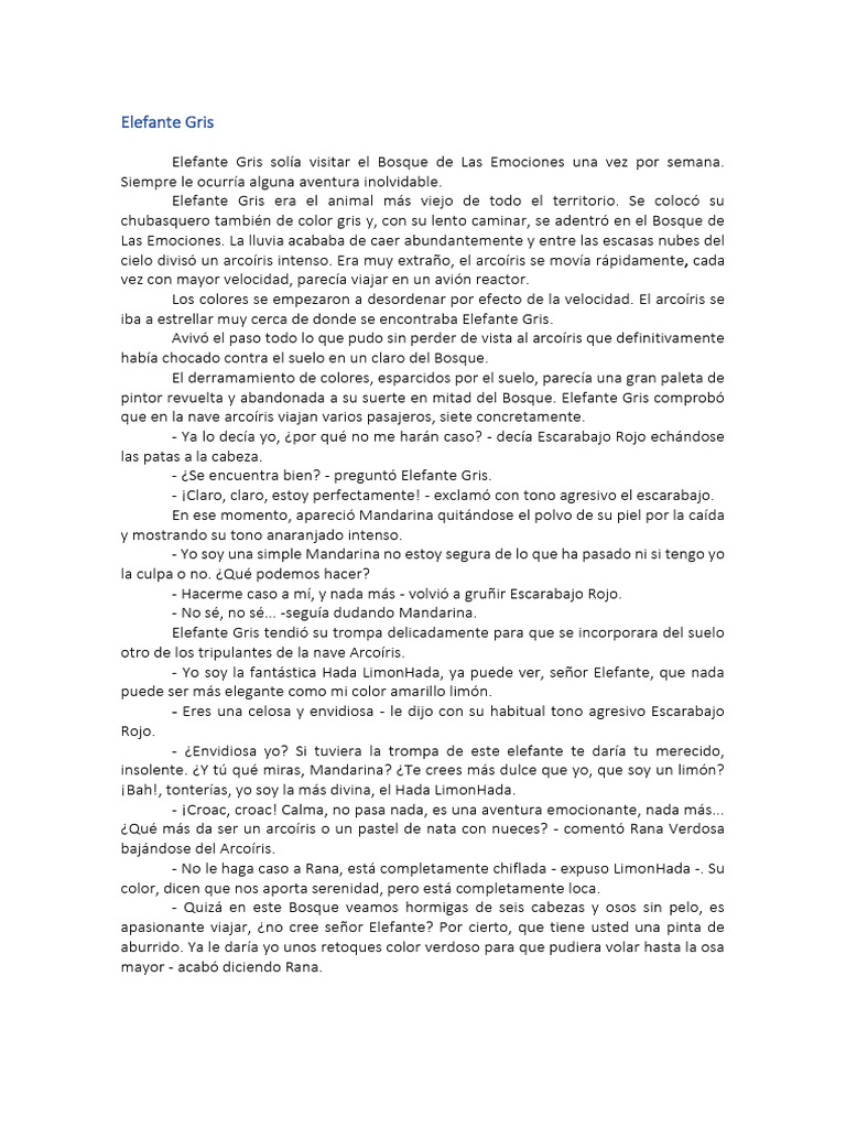 Elefante Gris y el Arcoíris Emocional | PDF | Arco iris | Color