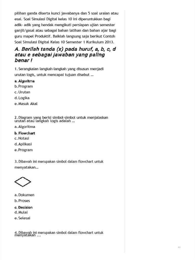 Soal Simulasi Digital Kelas 10 | PDF