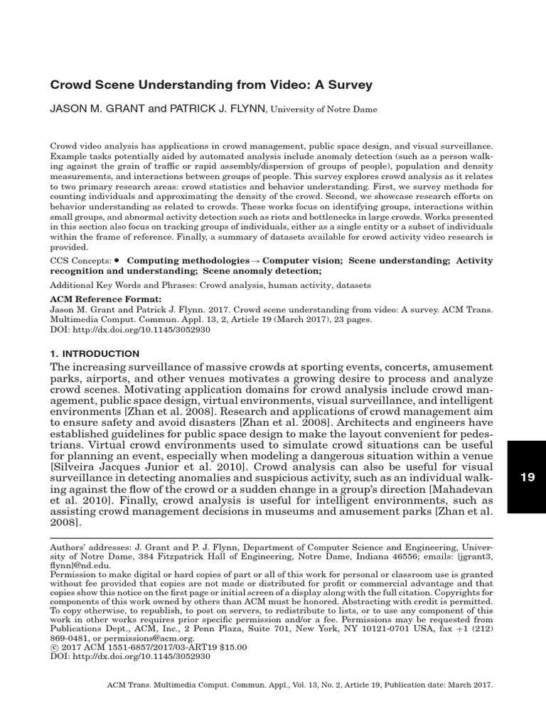 TOMM2017 - Crowd Scene Understanding from Video A Survey | PDF | Support Vector Machine | Image ...