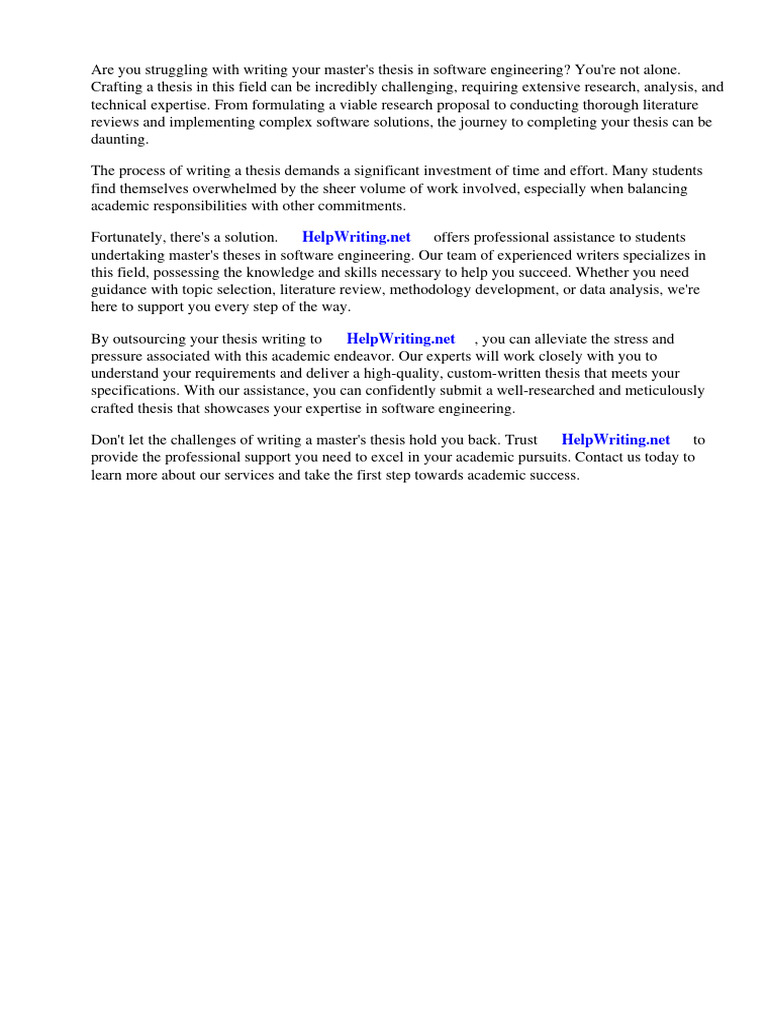 Proposal For Master Thesis in Software Engineering | Download Free PDF ...