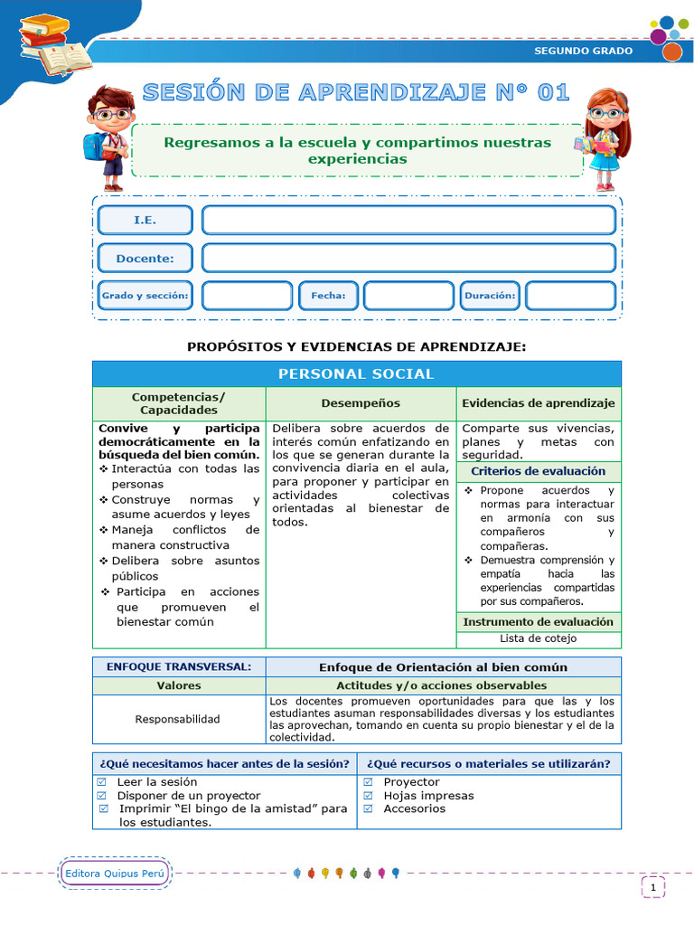 Sesiones de Aprendizaje 2024 - Editora Quipus Perú | PDF | Evaluación | Aprendizaje