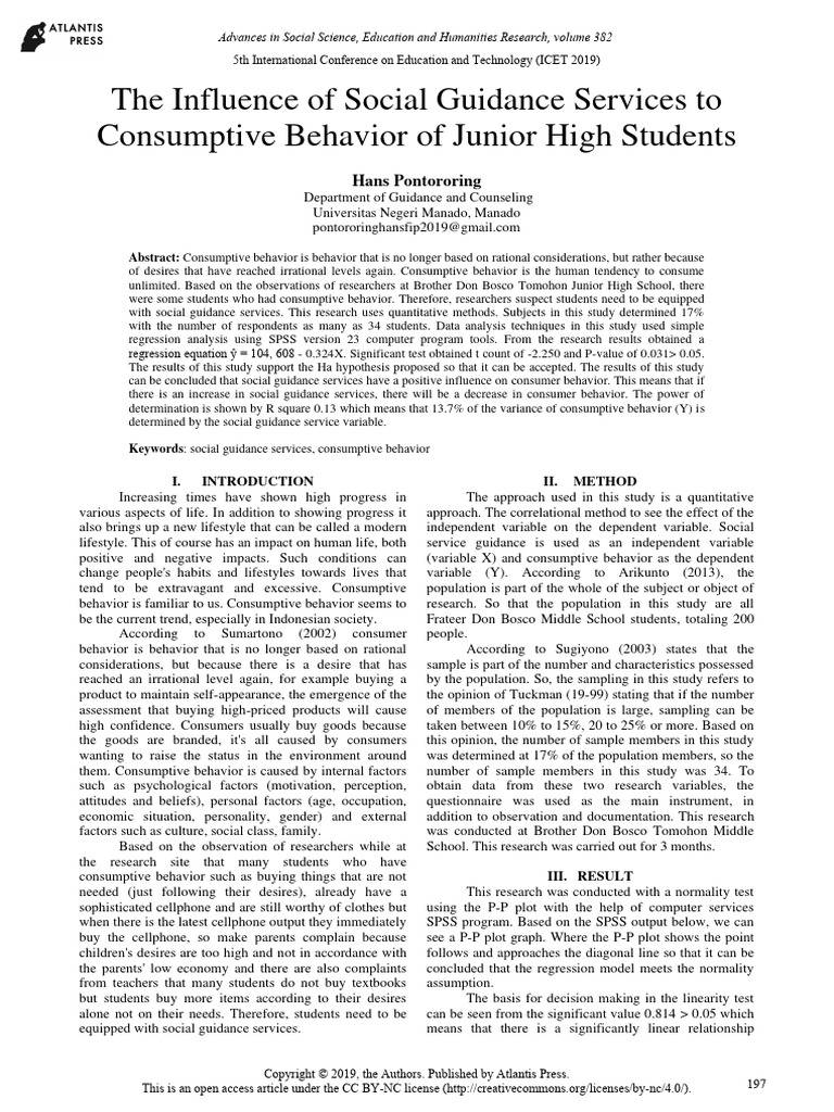 The Influence of Social Guidance Services To Consumptive Behavior of ...
