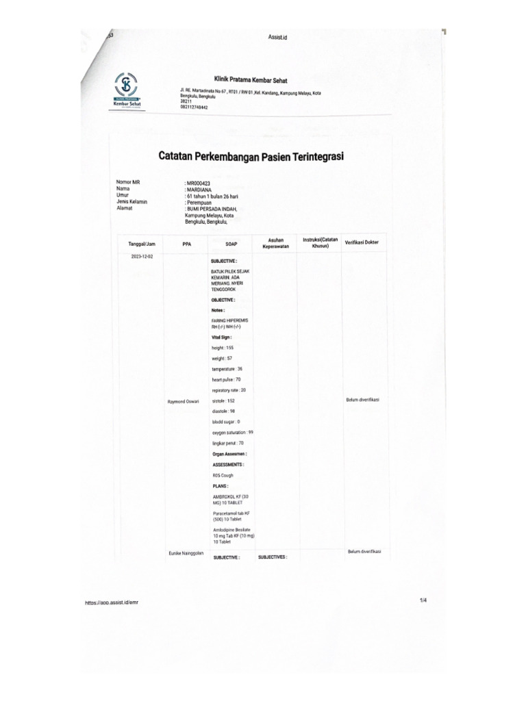 Dokumentasi (CPPT) Catatan Perkembangan Pasien Terintegrasi | PDF