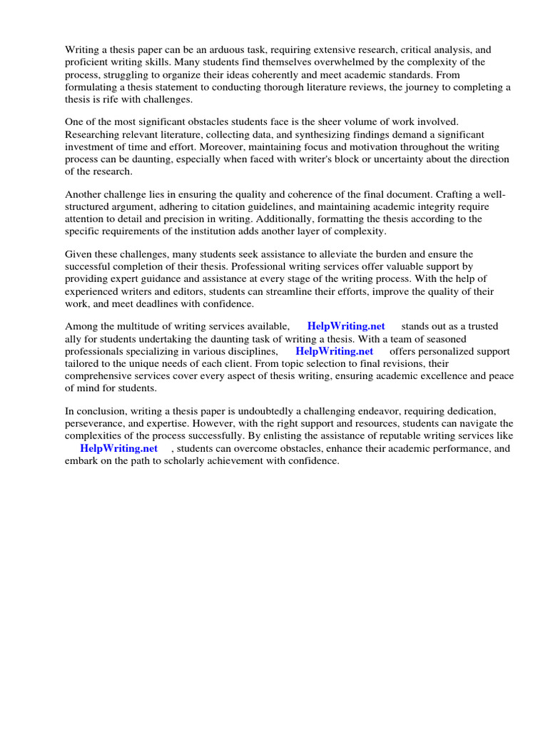 Writing A Thesis Paper For Dummies | PDF | Thesis | Essays