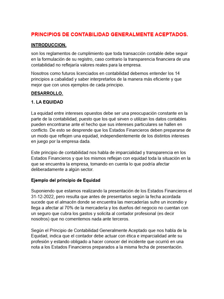 14 Pcga | PDF | Contabilidad | Estado financiero
