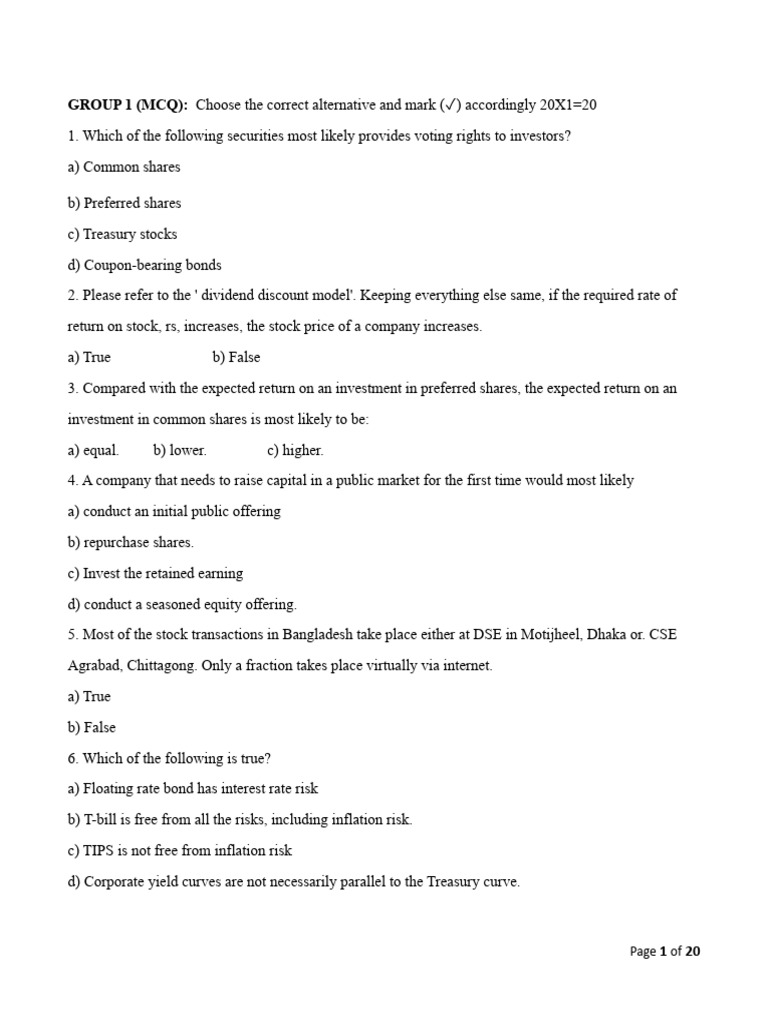 Fin Questions | PDF | Bonds (Finance) | Yield (Finance)
