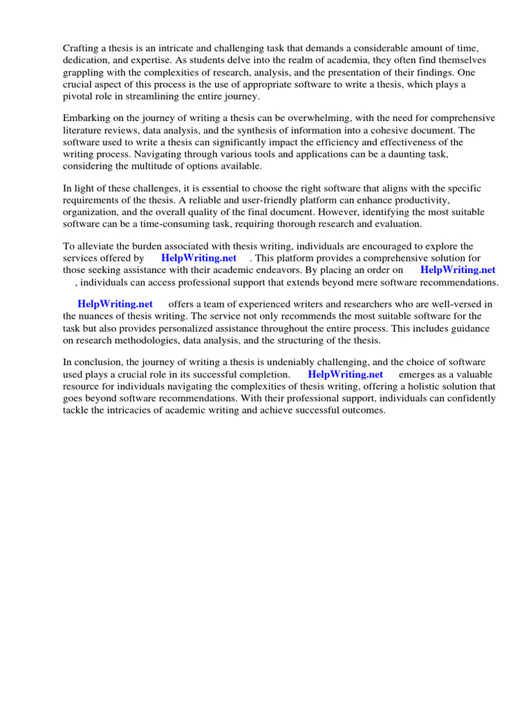Software Used To Write Thesis | PDF | Thesis | Academic Publishing