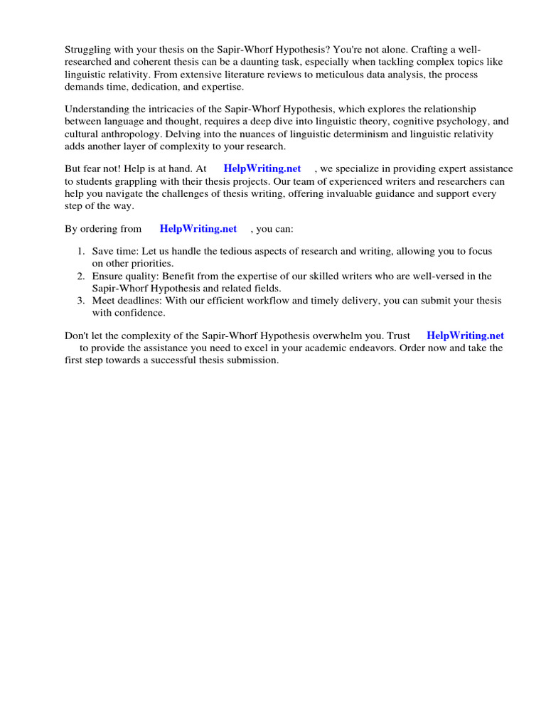 Sapir Whorf Hypothesis Define | PDF | Linguistics | Thought