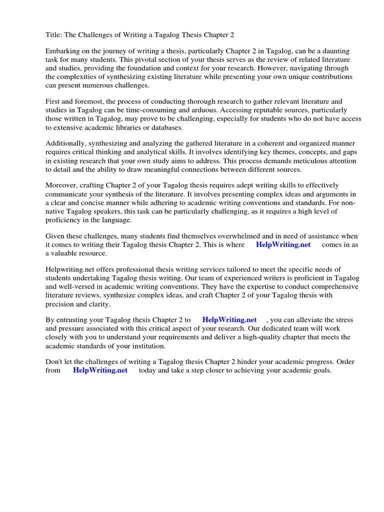 Tagalog Thesis Chapter 2 | PDF | Tagalog Language | Thesis