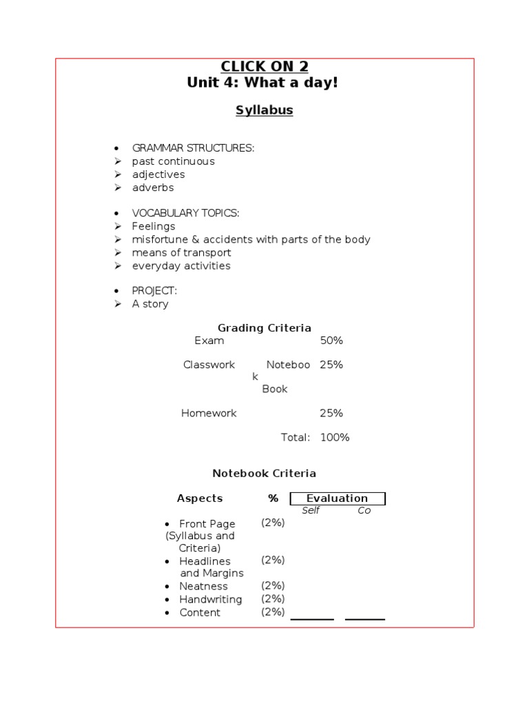 Unit 4: Daily Activities & Vocabulary | PDF