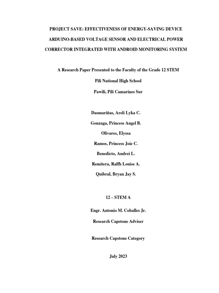 12 Stem A g7 Project Save Final Manuscript | PDF | Energy Conservation | Direct Current