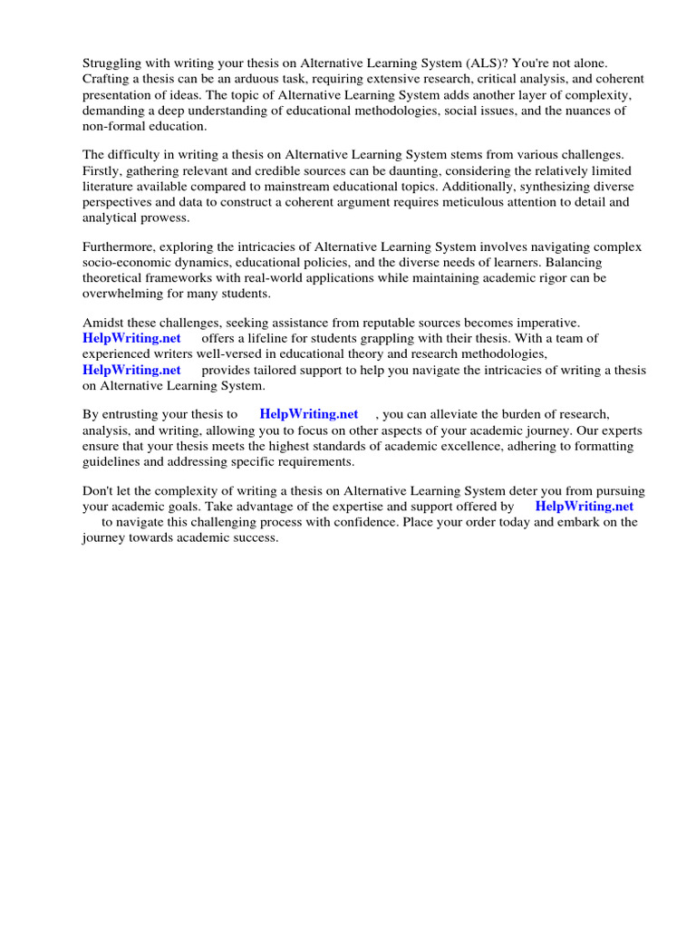 Thesis Tungkol Sa Alternative Learning System | PDF | Methodology ...