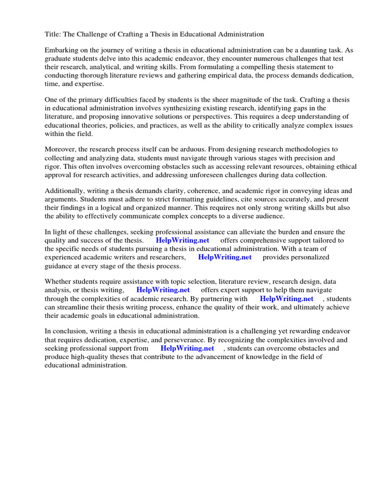 Sample Thesis Title About Educational Administration | PDF | Thesis