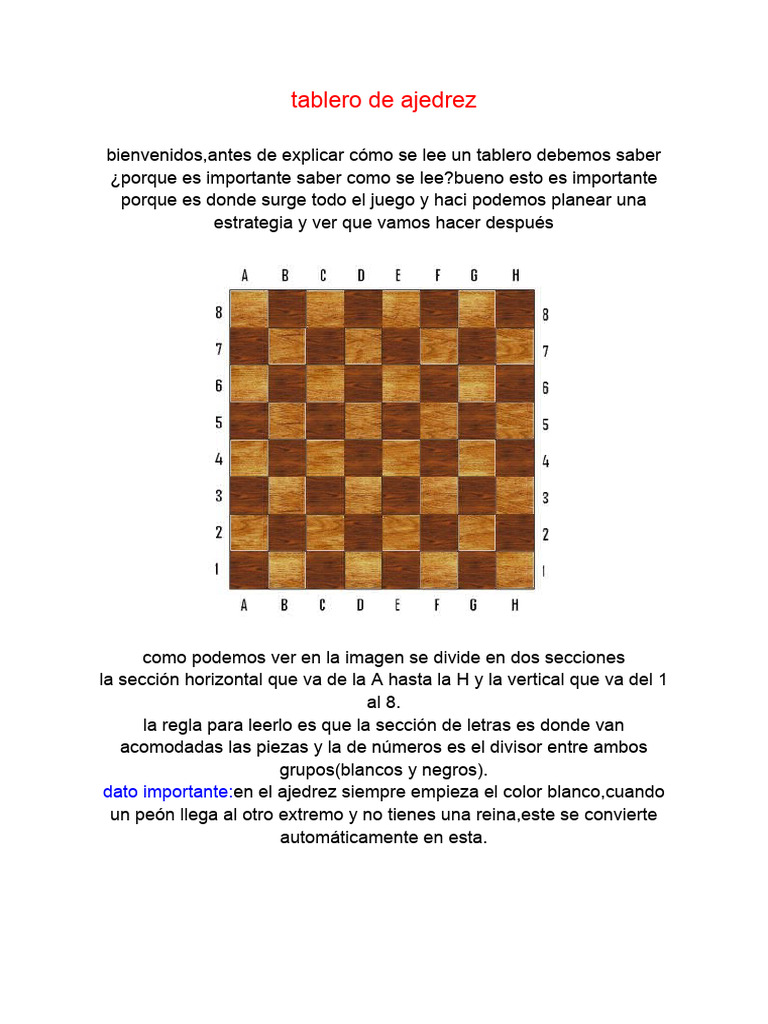 Cómo leer un tablero de ajedrez | PDF | Métodos y materiales de ...