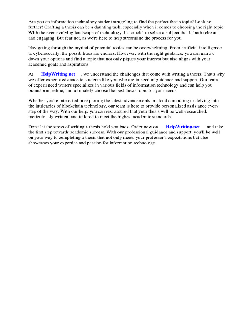 Best Thesis Topics For Information Technology Students | PDF | Thesis | Academic Publishing