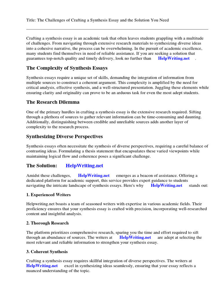 Synthesis Essay Definition | PDF | Essays | Citation