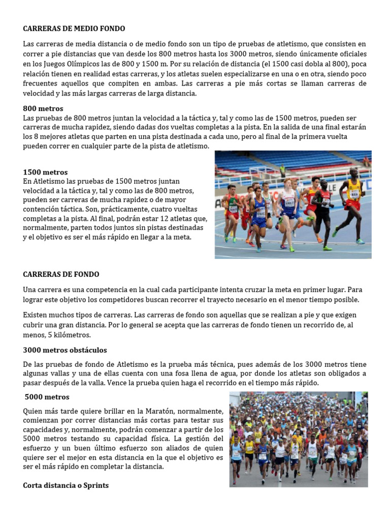 Carreras de Medio Fondo en Atletismo | PDF | Deporte del atletismo ...