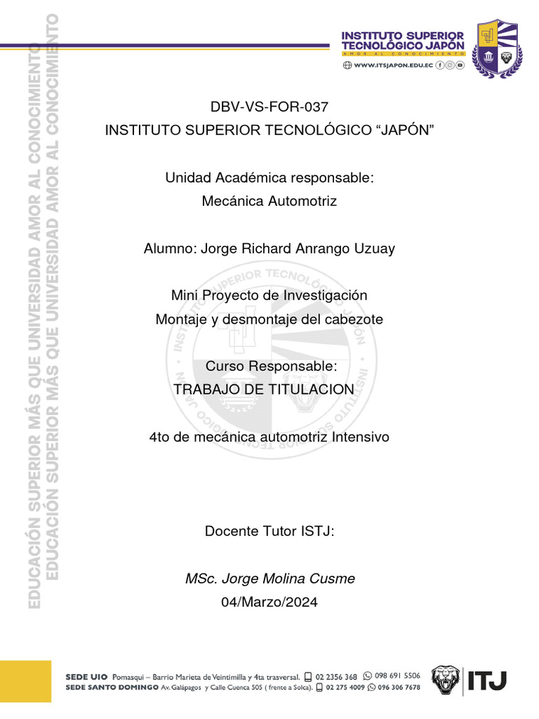 Mini Proyecto de Investigación | PDF | Ingeniería mecánica | Motores