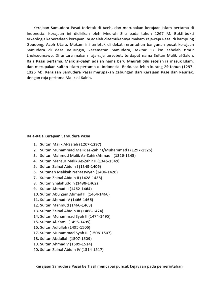 Sejarah Kerajaan Samudera Pasai | PDF | Sejarah