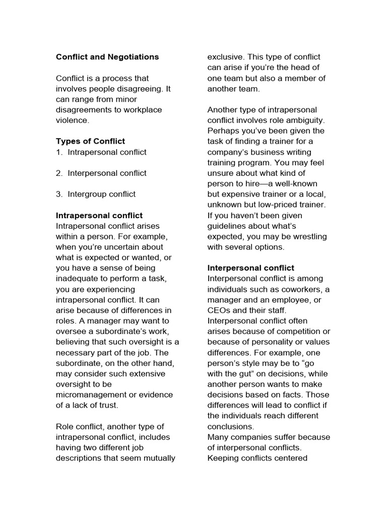 Conflict and Negotiations | PDF | Negotiation | Mediation