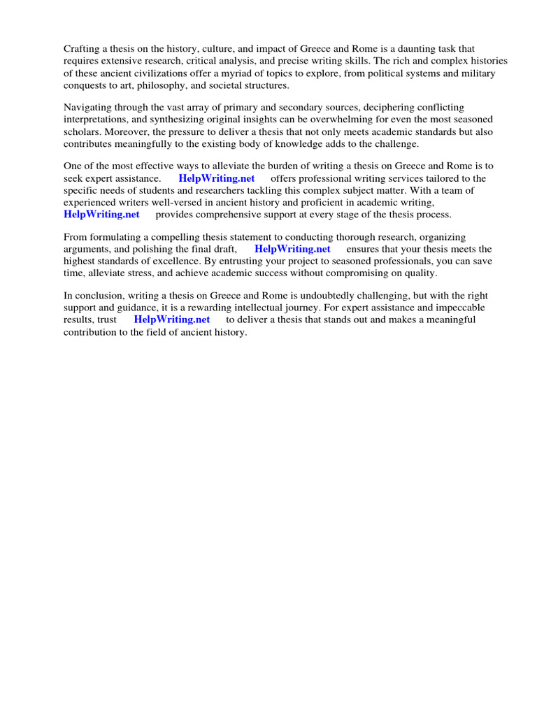 Greece and Rome Thesis Statement | PDF | Ancient Greece | Greeks