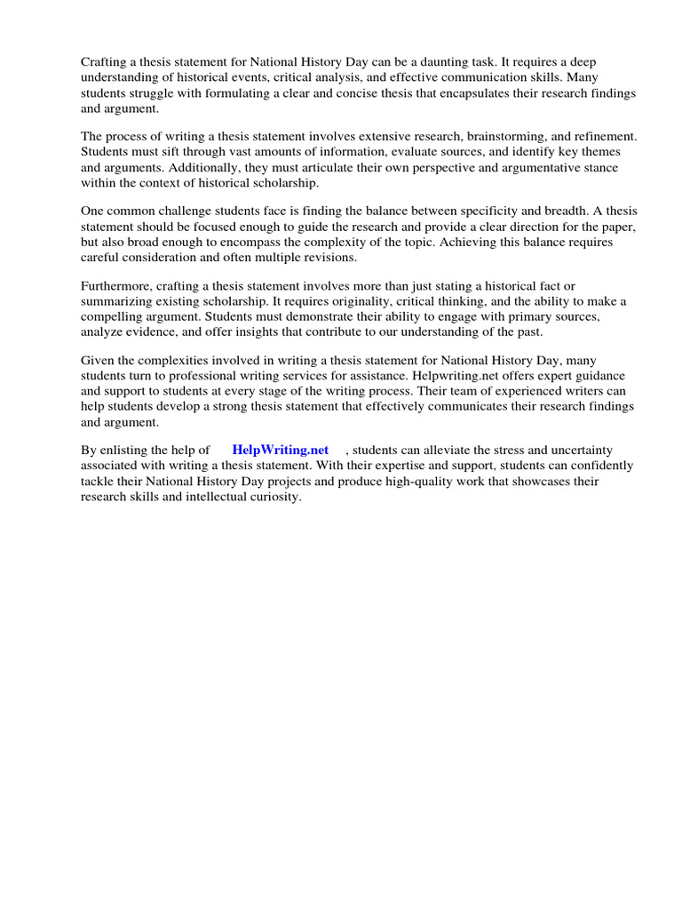 Thesis Statement Examples National History Day | PDF | Essays ...