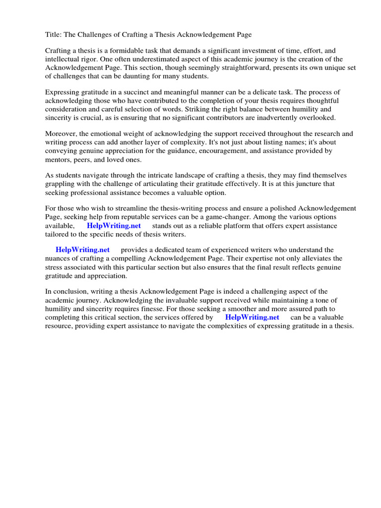 Sample Acknowledgement Page For Thesis Paper | PDF | Thesis | Gratitude