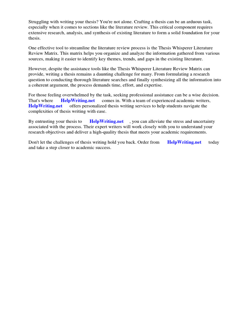 Thesis Whisperer Literature Review Matrix | PDF | Inventory ...