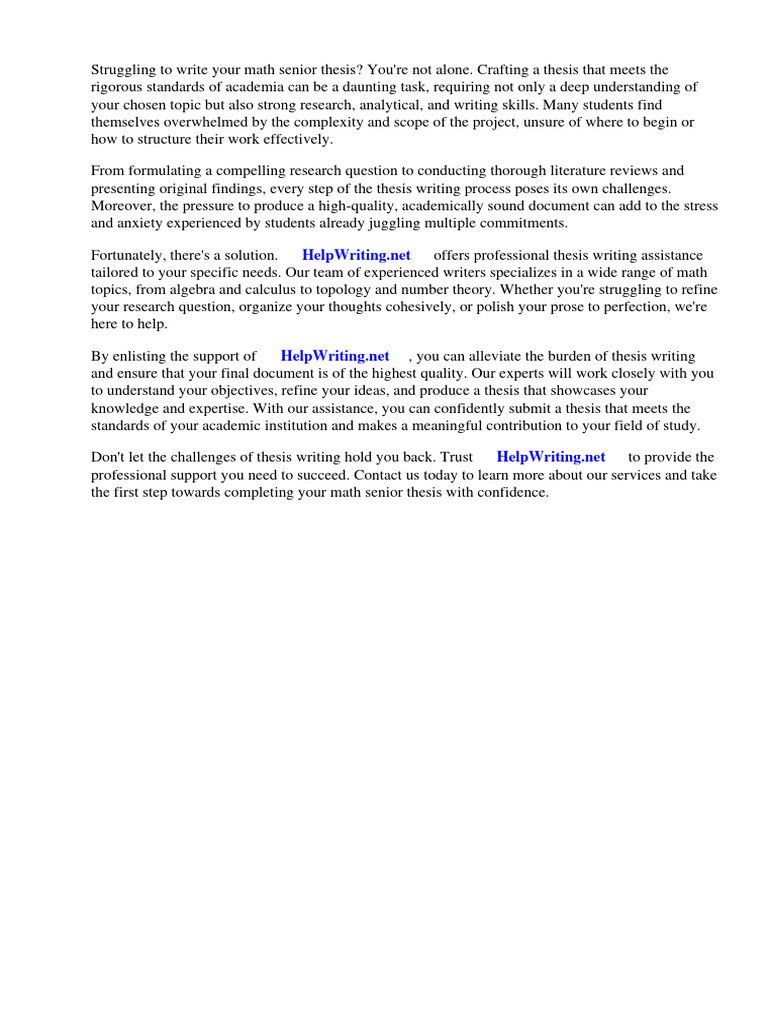 Math Senior Thesis Topics | PDF | Thesis | Mathematics