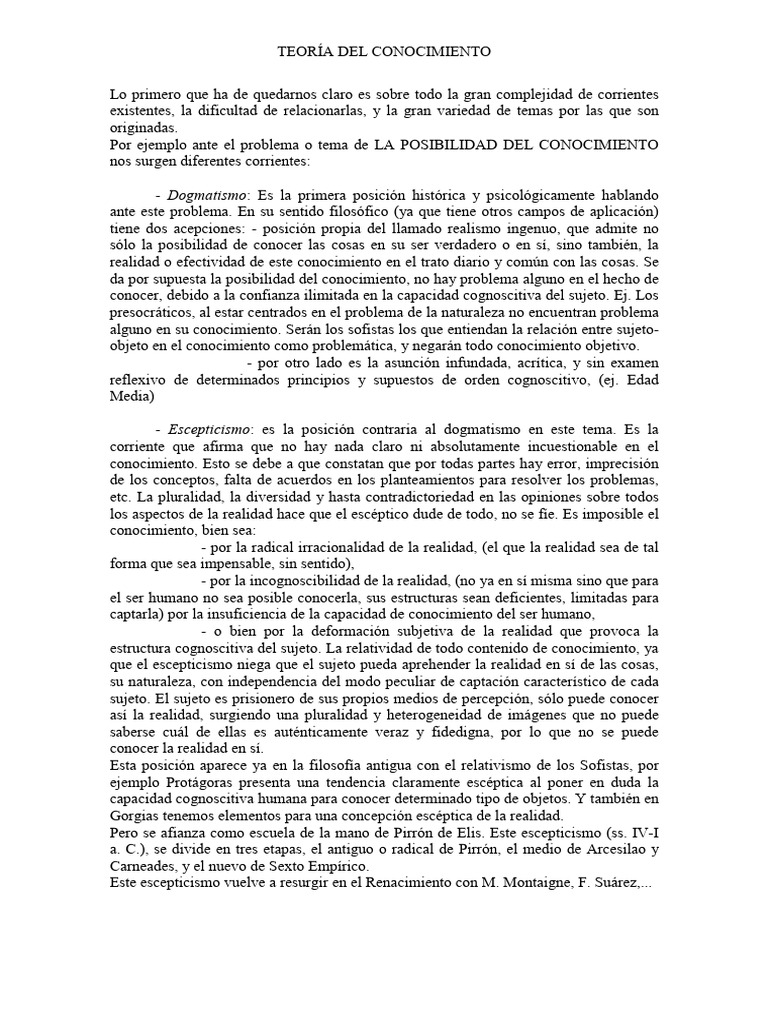 problemas del conocimiento t2 | PDF | Verdad | Relativismo