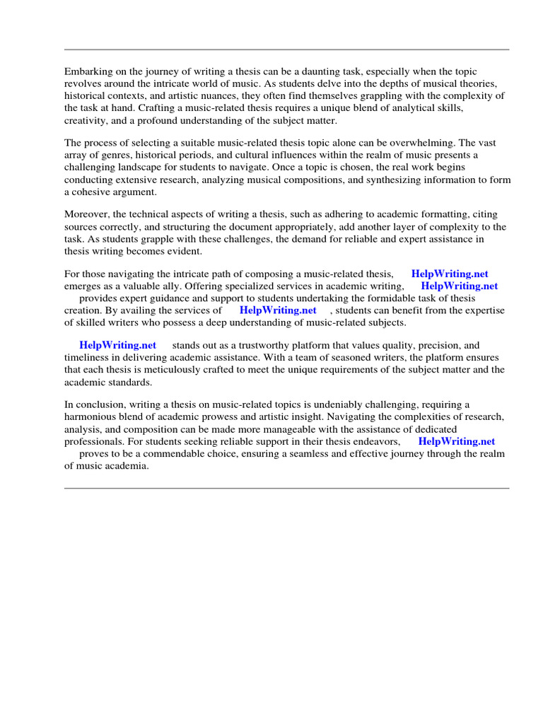 Music Related Thesis Topics | PDF | Thesis | Expert