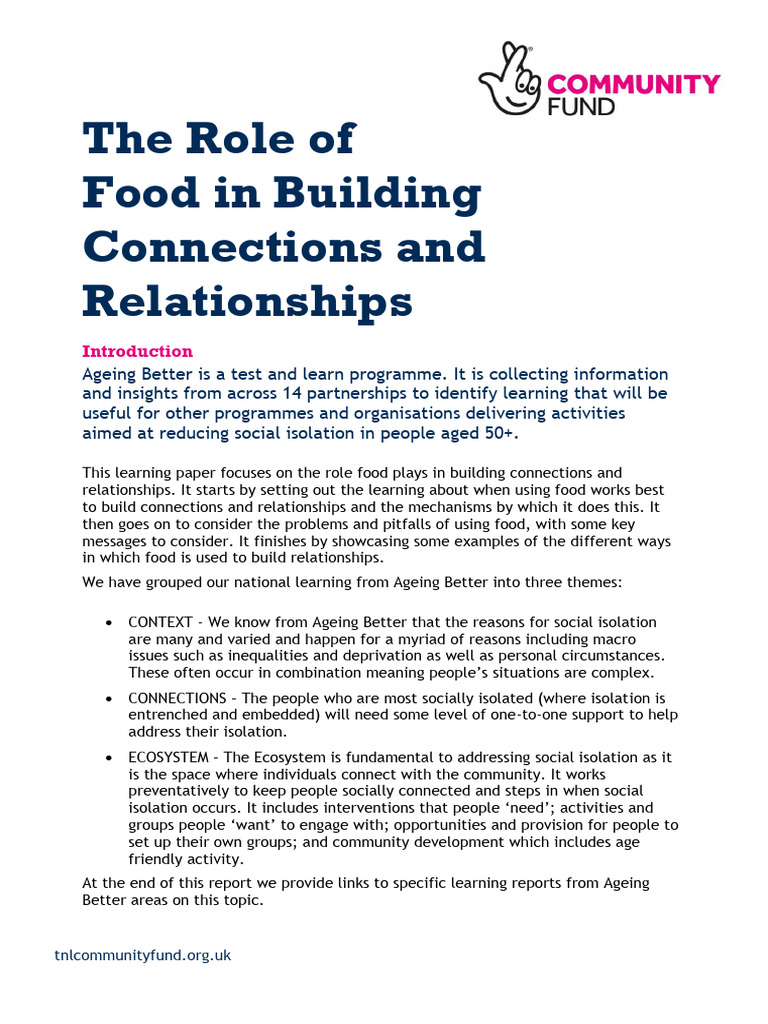 Ageing Better Role of Food in Building Connections and Relationships ...