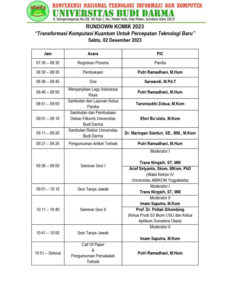Rundown Seminar KOMIK 2023 V3 | PDF