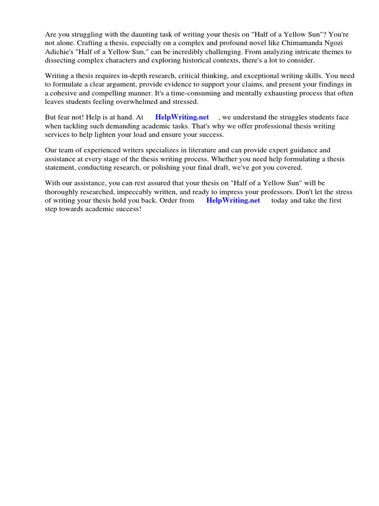 Thesis On Half of A Yellow Sun | PDF | Biafra