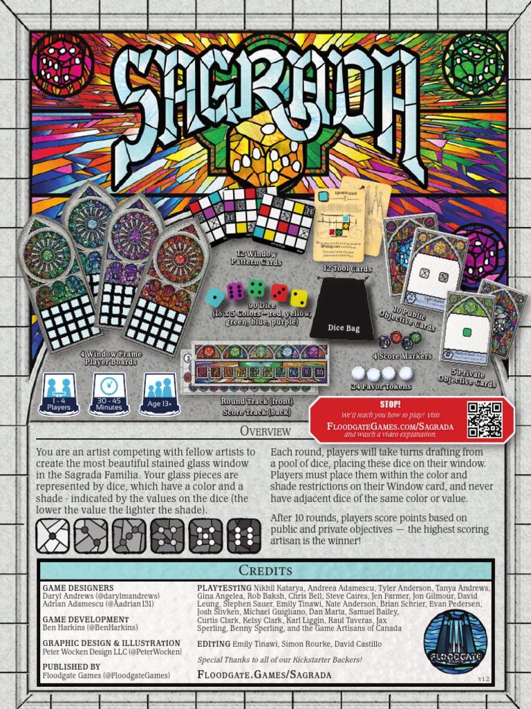 Sagrada Rules Floodgate Games SA01 | PDF | Dice | Hobbies