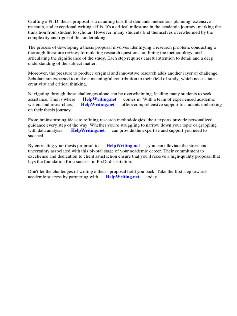 Sample PHD Thesis Proposals | PDF | Thesis | Methodology