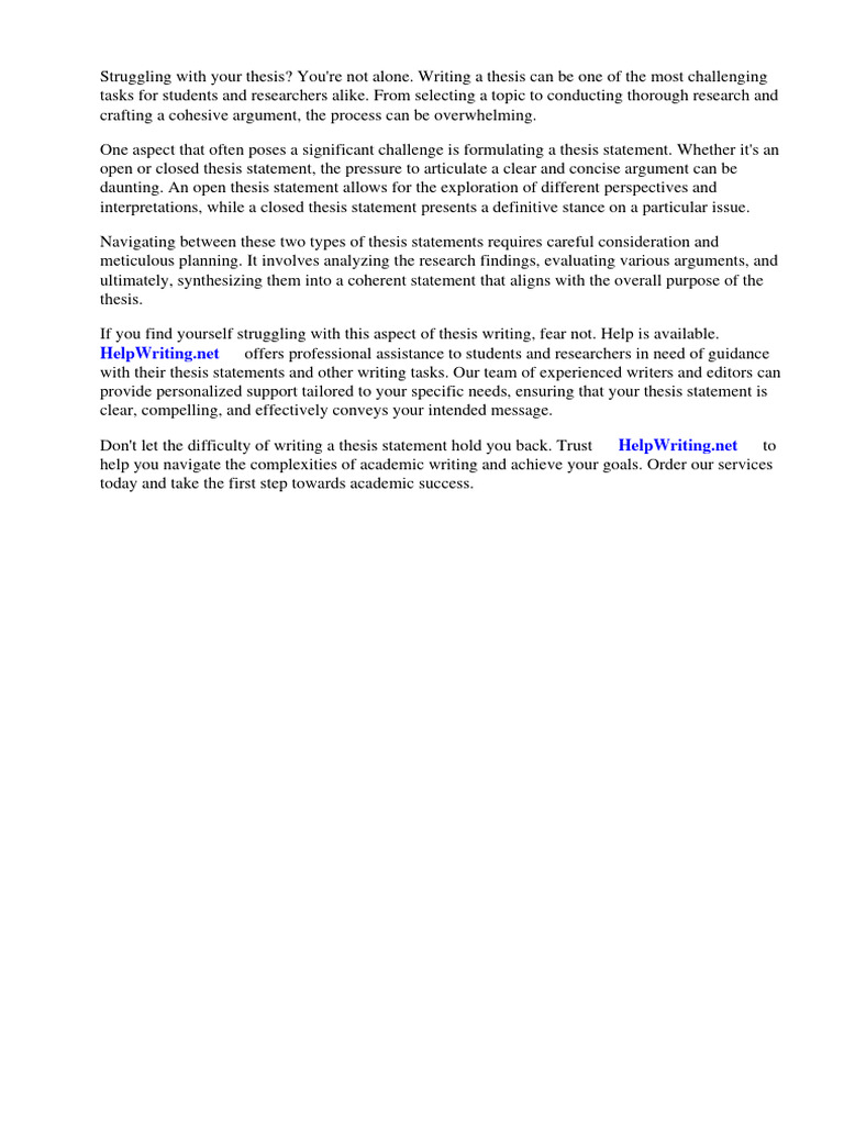 Open Closed Thesis Statement | PDF | Essays | Social Media