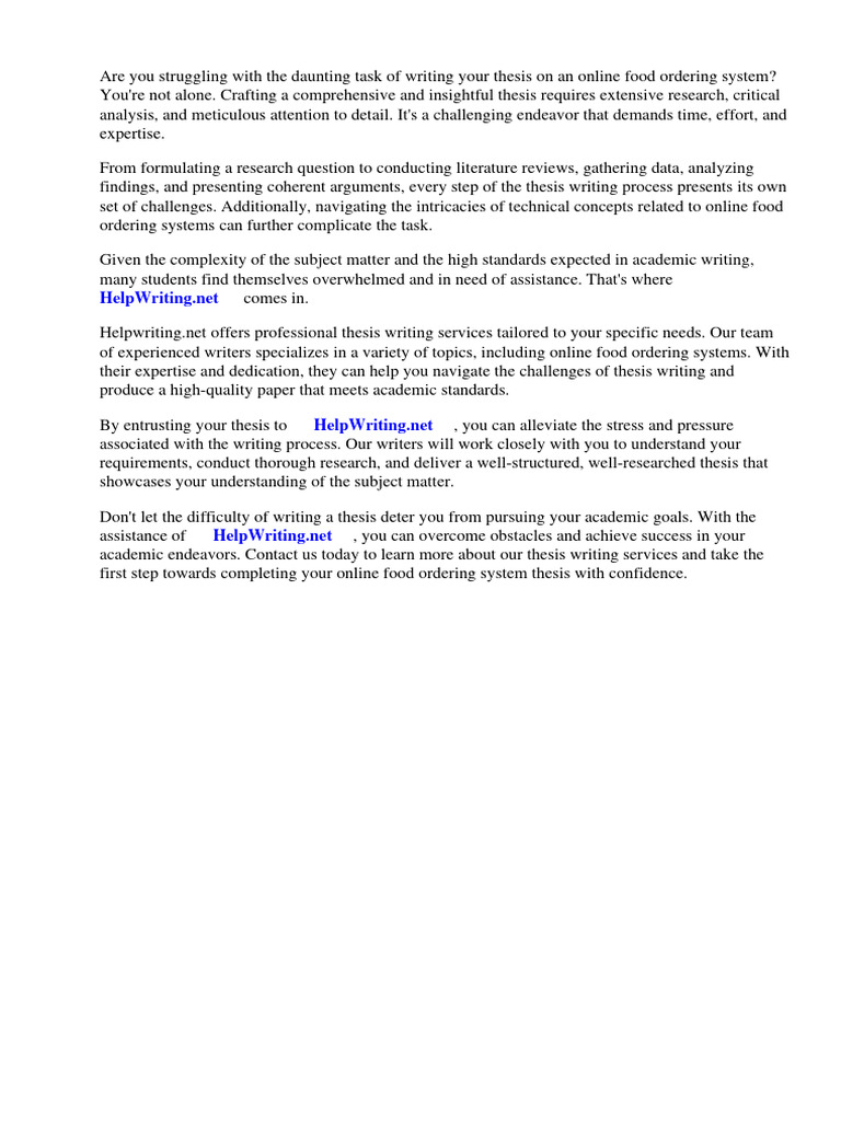 Online Food Ordering System Thesis | PDF | Mobile App | World Wide Web