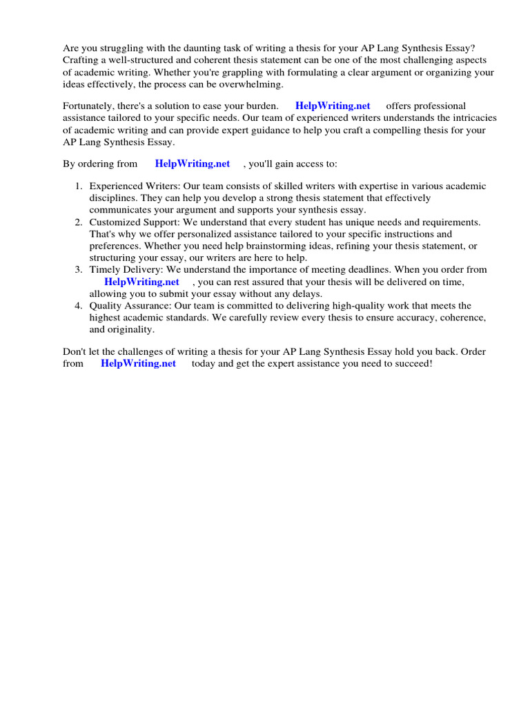 How To Write A AP Lang Synthesis Essay | PDF | Essays