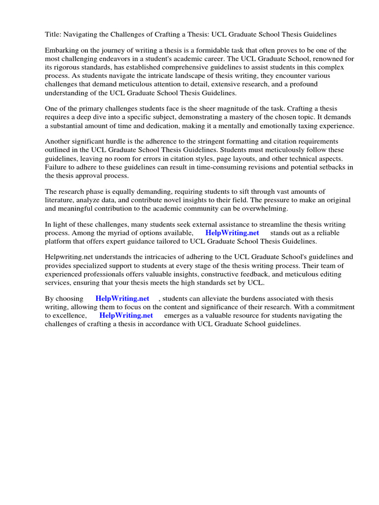 Ucl Graduate School Thesis Guidelines | PDF | Thesis | Note (Typography)
