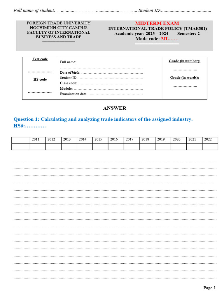 CSTMQT K61CLC Midterm Form 2024.03.02 | PDF | Educational Stages | Educational Assessment And ...