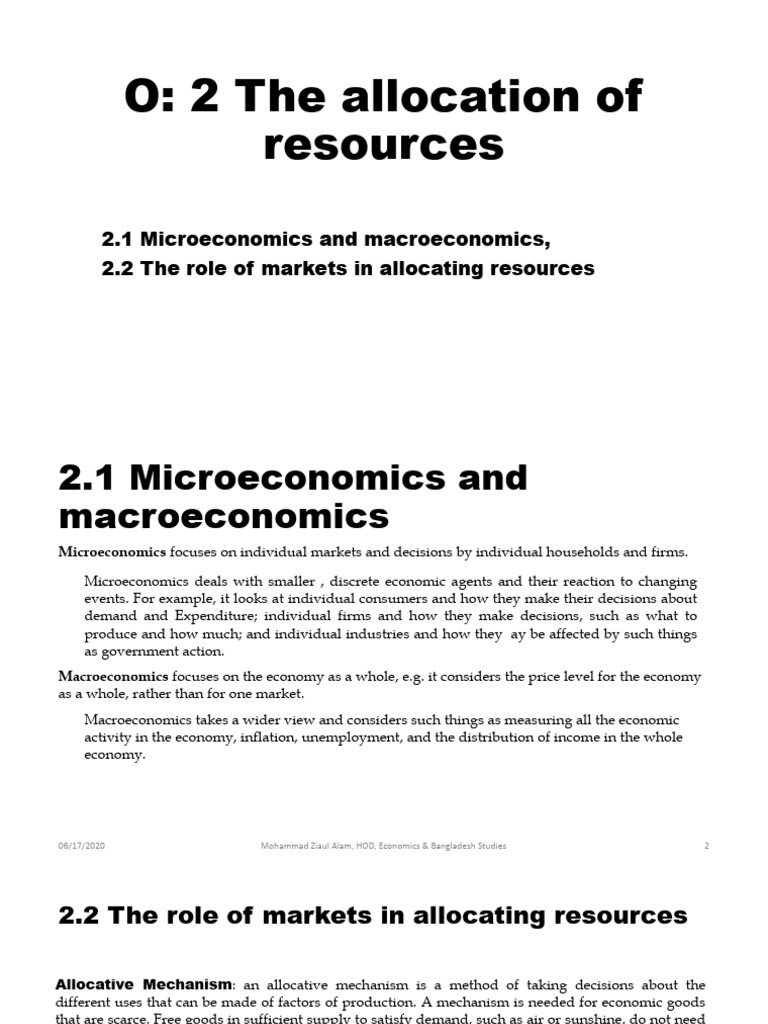 2 The Allocation of Resources 1 | PDF | Microeconomics | Economic System