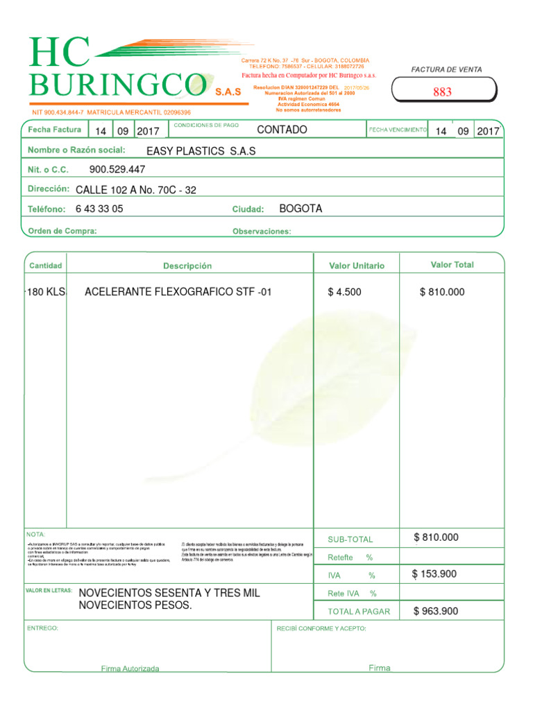 Factura 883 | PDF