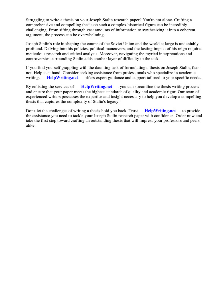 Joseph Stalin Research Paper Thesis | Download Free PDF | Joseph Stalin ...
