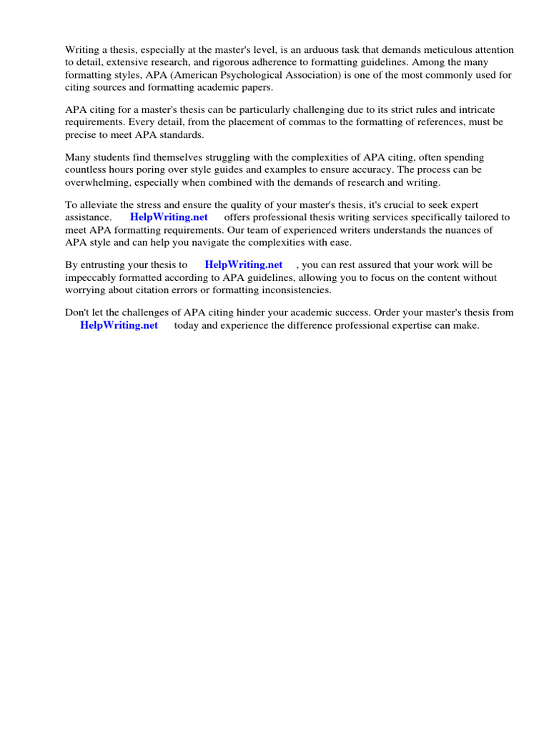 Apa Citing Masters Thesis | PDF | Apa Style | Citation