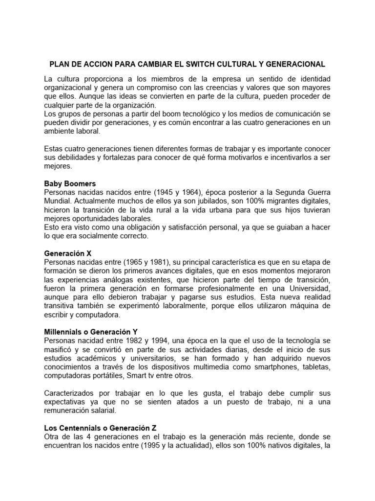 Ensayo Swtich Cultural Pdf Millennials