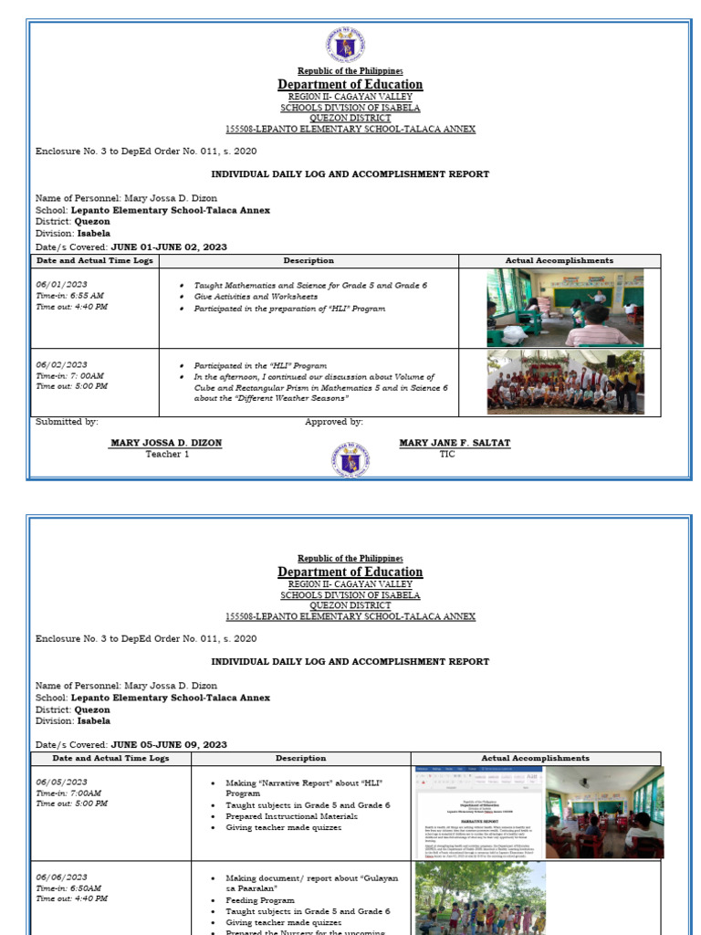DTR and Accomplishment Reort | Download Free PDF | Teachers | Teaching