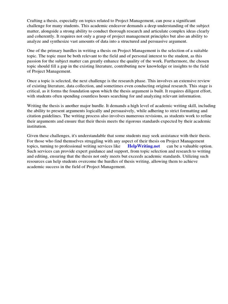 Thesis Project Management Topics | PDF | Thesis | Strategic Management