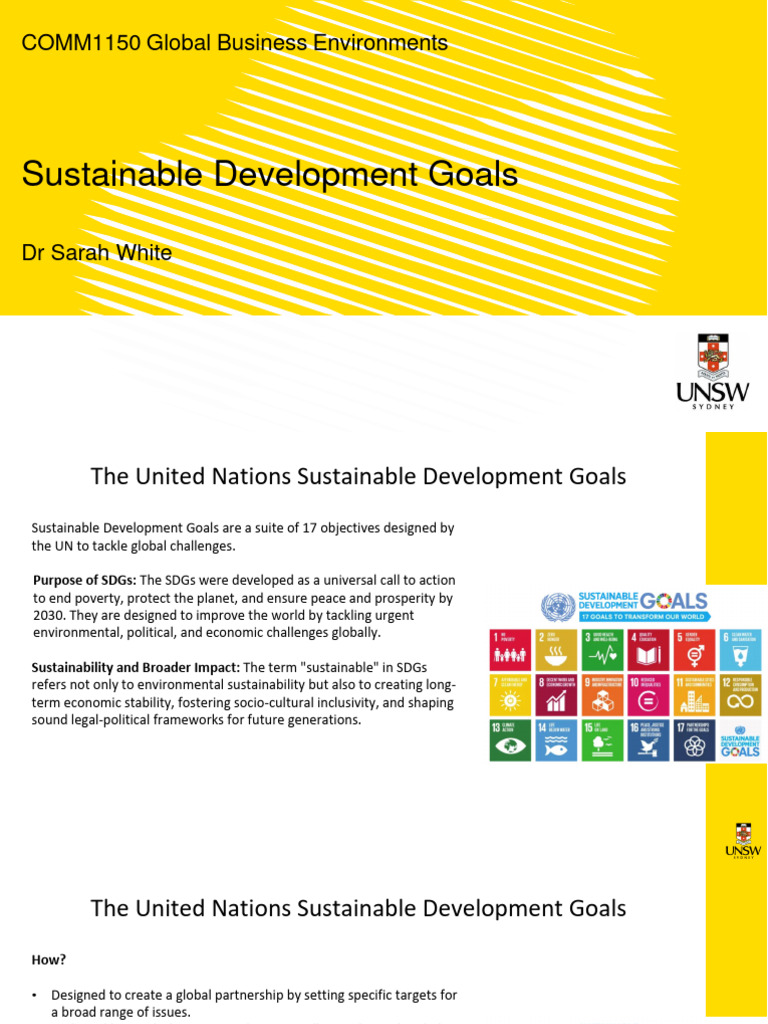 COMM1150 2024 T1 Week 1 UN SDGs Introduction | PDF | Sustainability ...